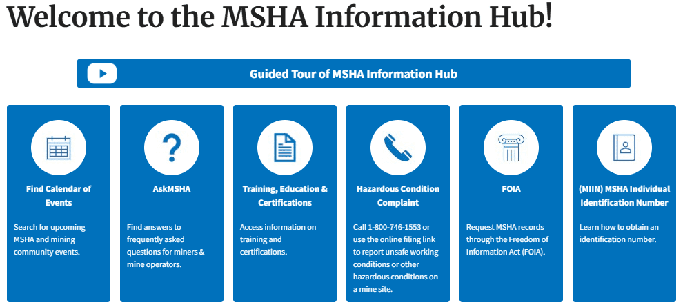 NEW RESOURCE: MSHA Information Hub! – Florida Mine Safety