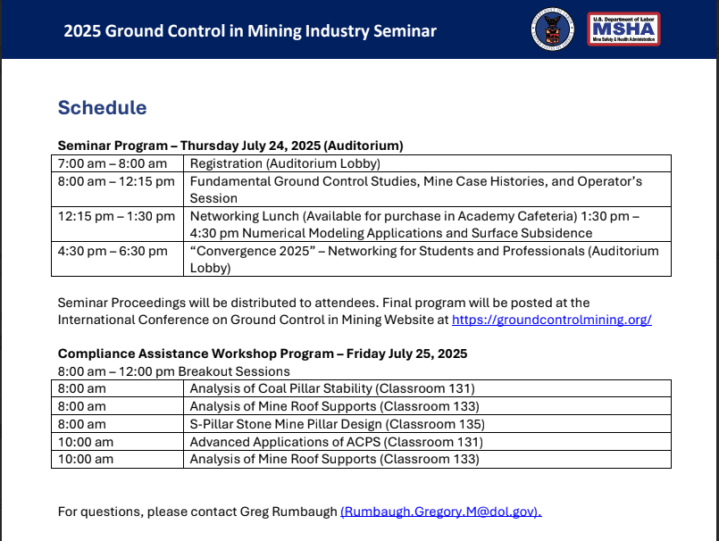 Two Day Ground Control Seminar – National Mine Academy – July 24-25 ...